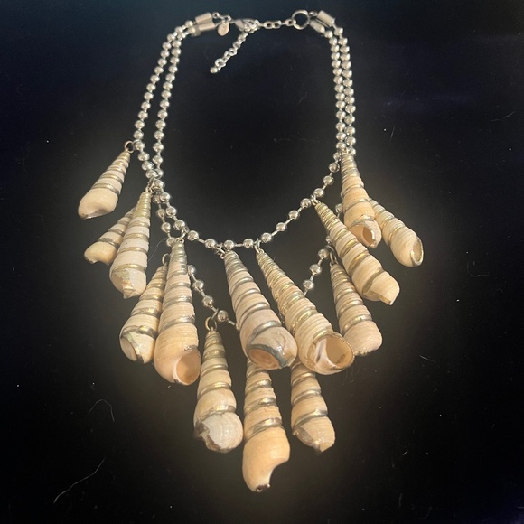 Chico's | Jewelry | Vintage Chicos 2 Strand Spiral Seashell Statement Bib Necklace Silvertone ...